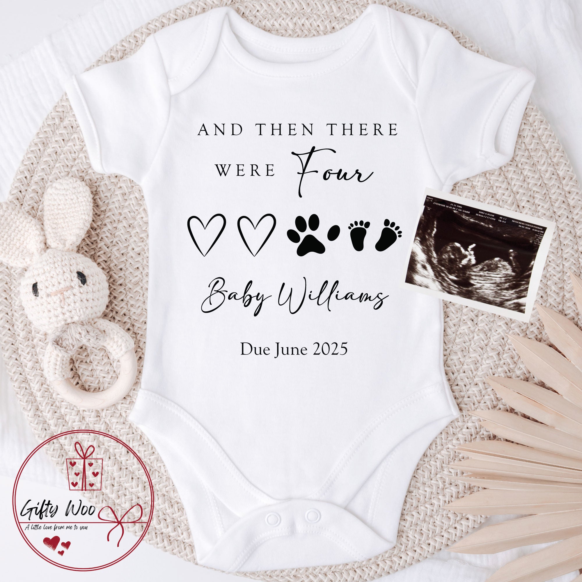 And Then There Were Four - Personalised Pregnancy Announcement Baby ...